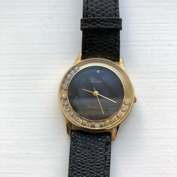 Lucida | Accessories | Rare Vintage Black Gold Lucida Watch | Poshmark